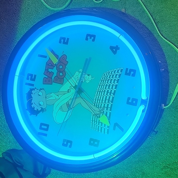 Betty Boop | Wall Decor | Betty Boop Neon Blue Wall Clock | Poshmark